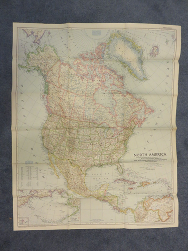 1952 Map of North America - National Geographic | eBay