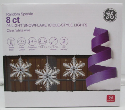 GE Random Sparkle 8ct 96 Light Snowflake Icicle Style Lights Clear | eBay