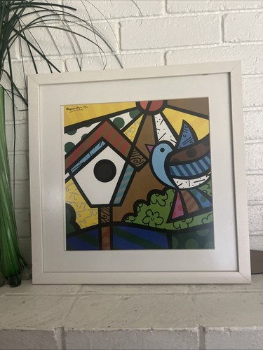 Romero Britto ‘Birds’ Framed Pop Art Print 16-7/8”x 16-7/8” Framed | eBay