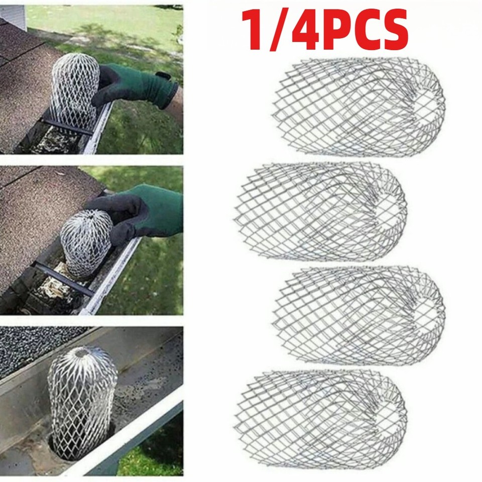 1/4Pcs Metal Mesh Gutter Leaf Debris Mud Trap Guards Drain Pipe Cover ...