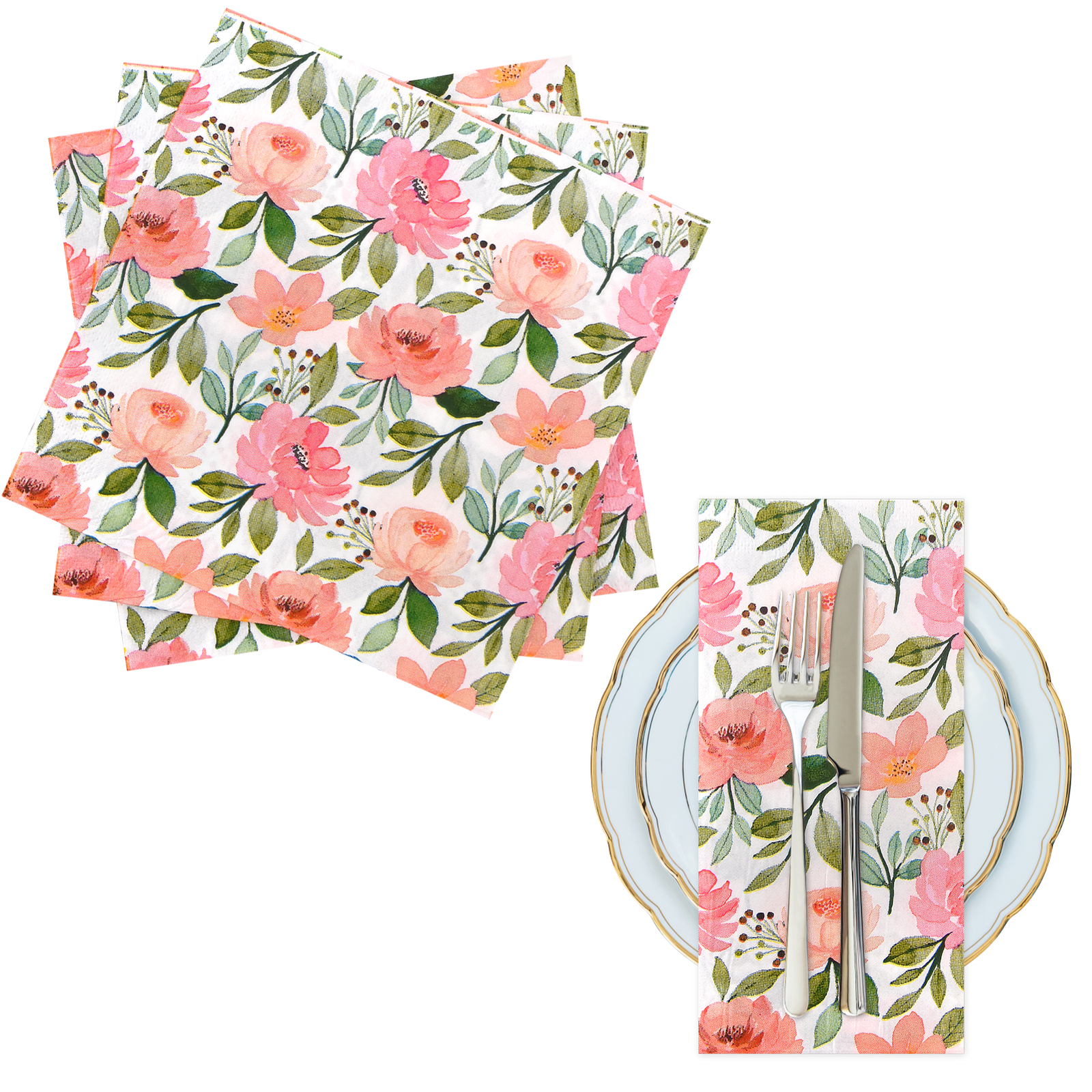 100sheets Baby Shower Floral Pattern Paper Napkin 2 Ply Table Decor ...