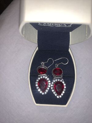 STERLING SILVER Spectacular Crystal And Sterling Dangle Queen Of Heart ...