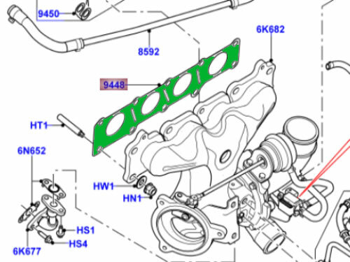 GENUINE LAND ROVER EXHAUST MANIFOLD TURBO GASKET 2.0L 16V PETROL ...