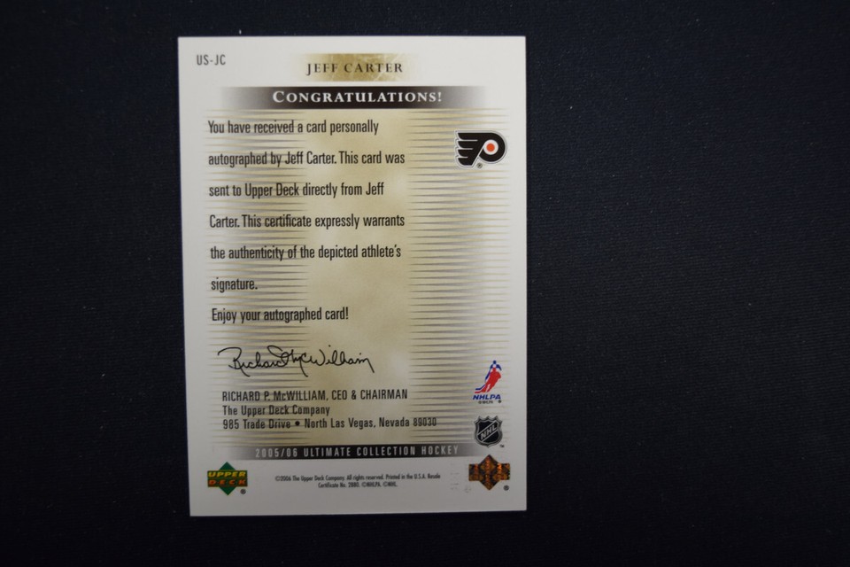 Jeff Carter 2005-06 UD Ultimate Collection Ultimate Signatures ...