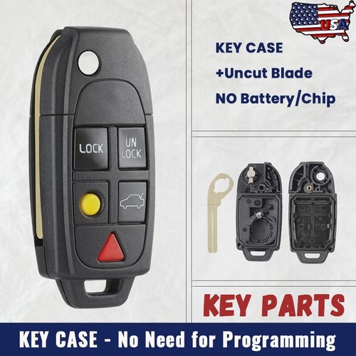 Replacement for Volvo XC70 XC90 S60 S80 V70 Flip Remote Key Shell Case ...