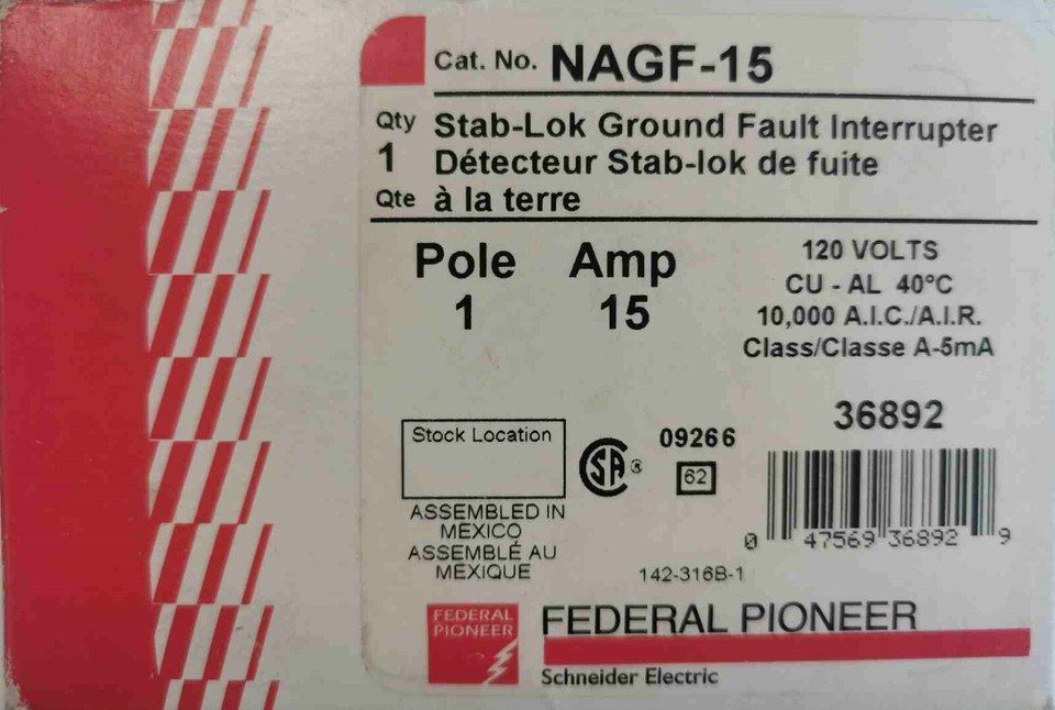 Federal Pioneer Stab-Lok NAGF-15 Breaker Free UPS Shipping | eBay