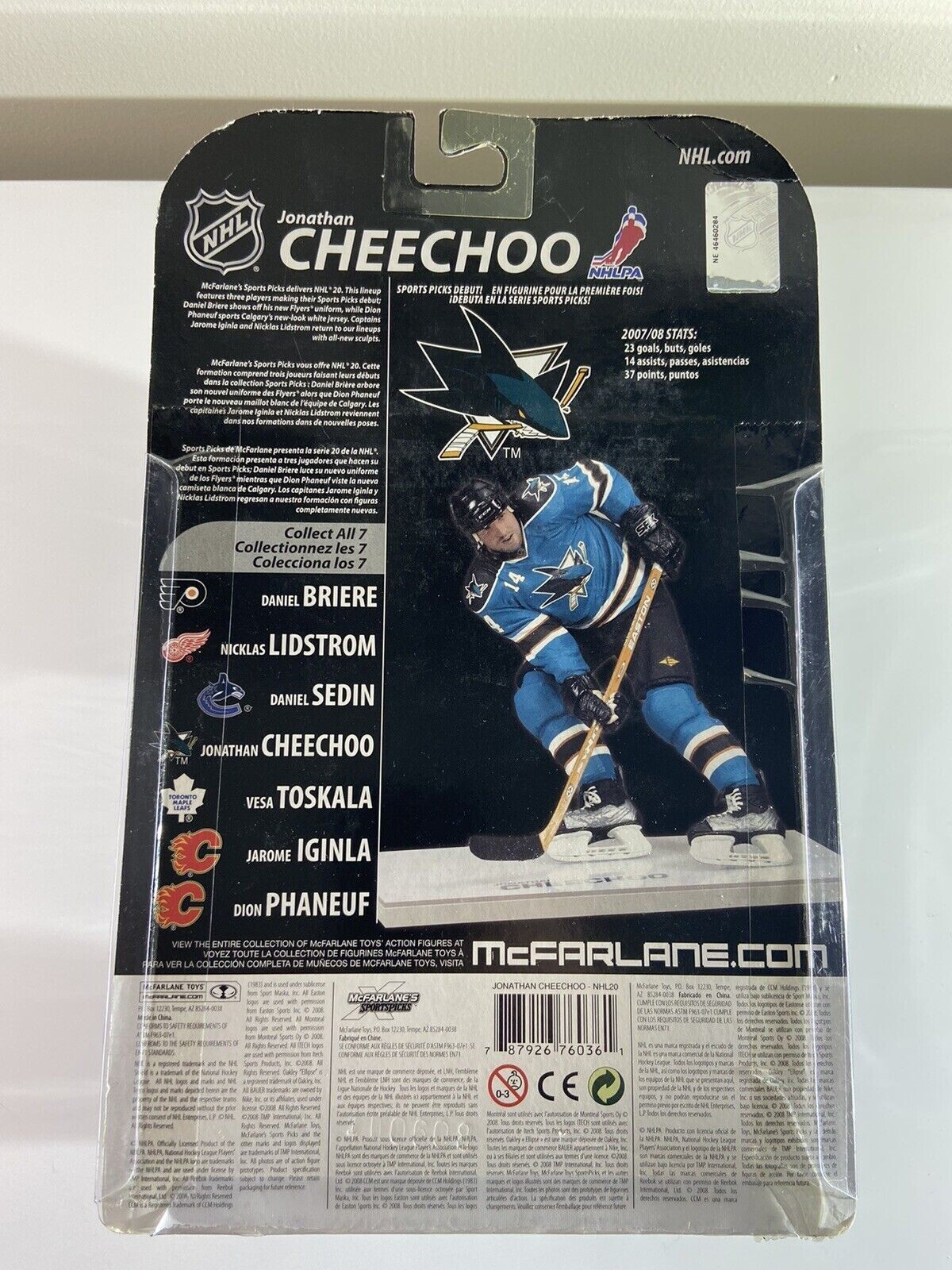 Jonathan Cheechoo San Jose Sharks McFarlane Toys NHL Series 20 Figure ...