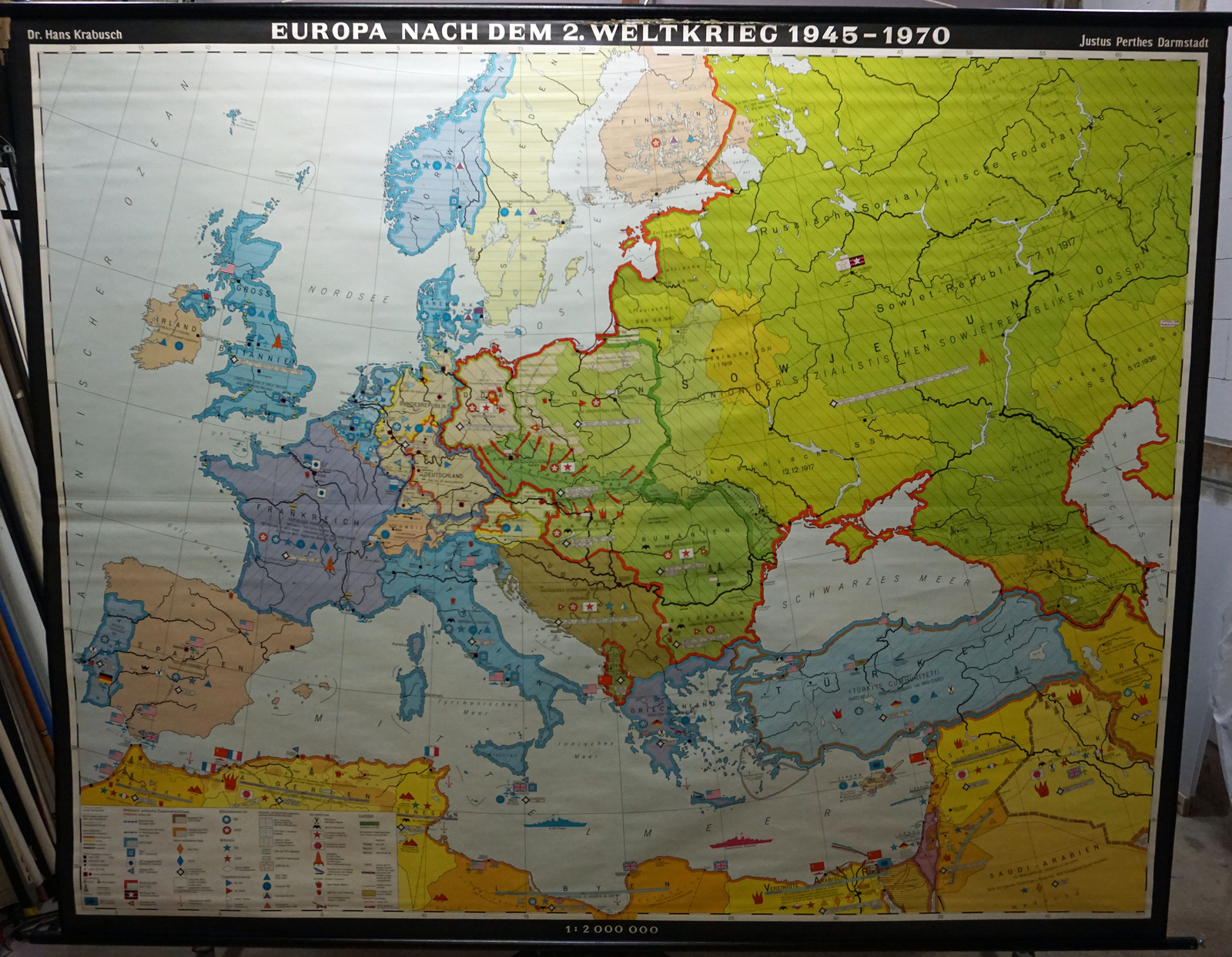 wall chart map Europe 1945-1970 rollable poster print | eBay UK