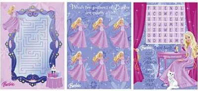 Barbie Party Game Sheets Birthday Party Favor Supplies 24 Sheets | eBay