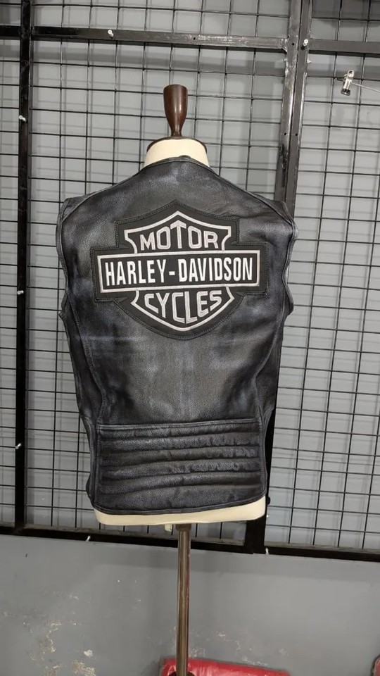 Harley-Davidson Men's Biker Vest 100% Genuine Leather Motorcycle Café ...