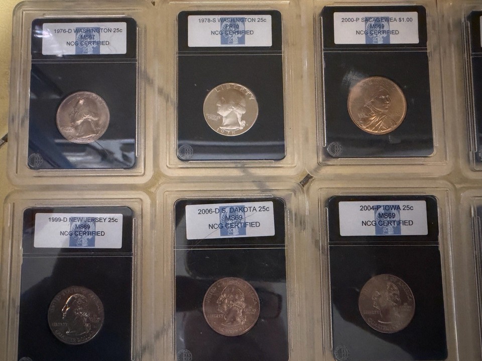Mixed Lot 18 Certified US Coins from 1976 to 2006 Different Coin Grades ...
