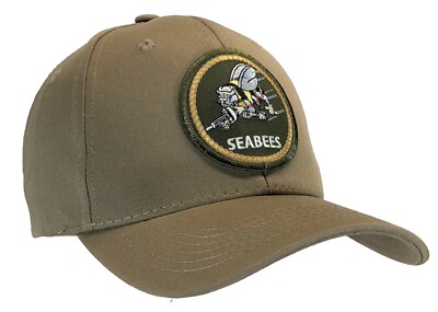 US Navy Seabees Hat Ball Cap Khaki 100% Structured Cotton | eBay