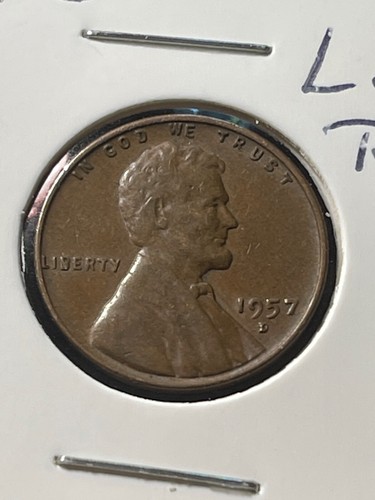 1957 D Lincoln Wheat Penny D Mint Mark, One Cent Coin, Rim Error "L" In ...