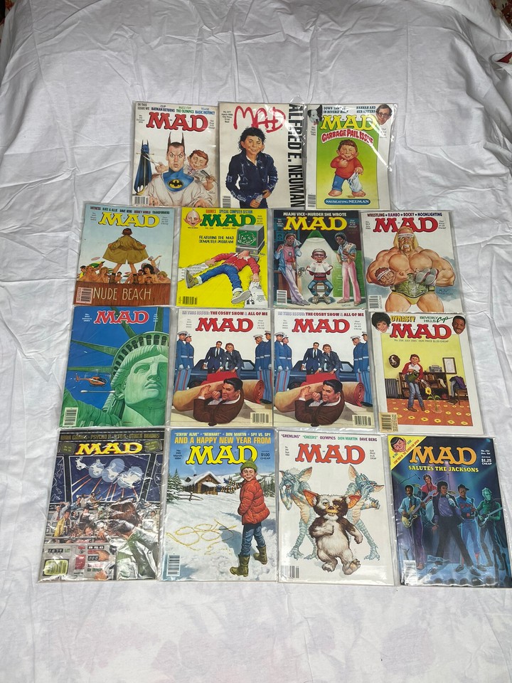 MAD MAGAZINE Lot Of 44, 1969-1992, ISSUE # 125-314, SEE DESCRIPTION FOR ...