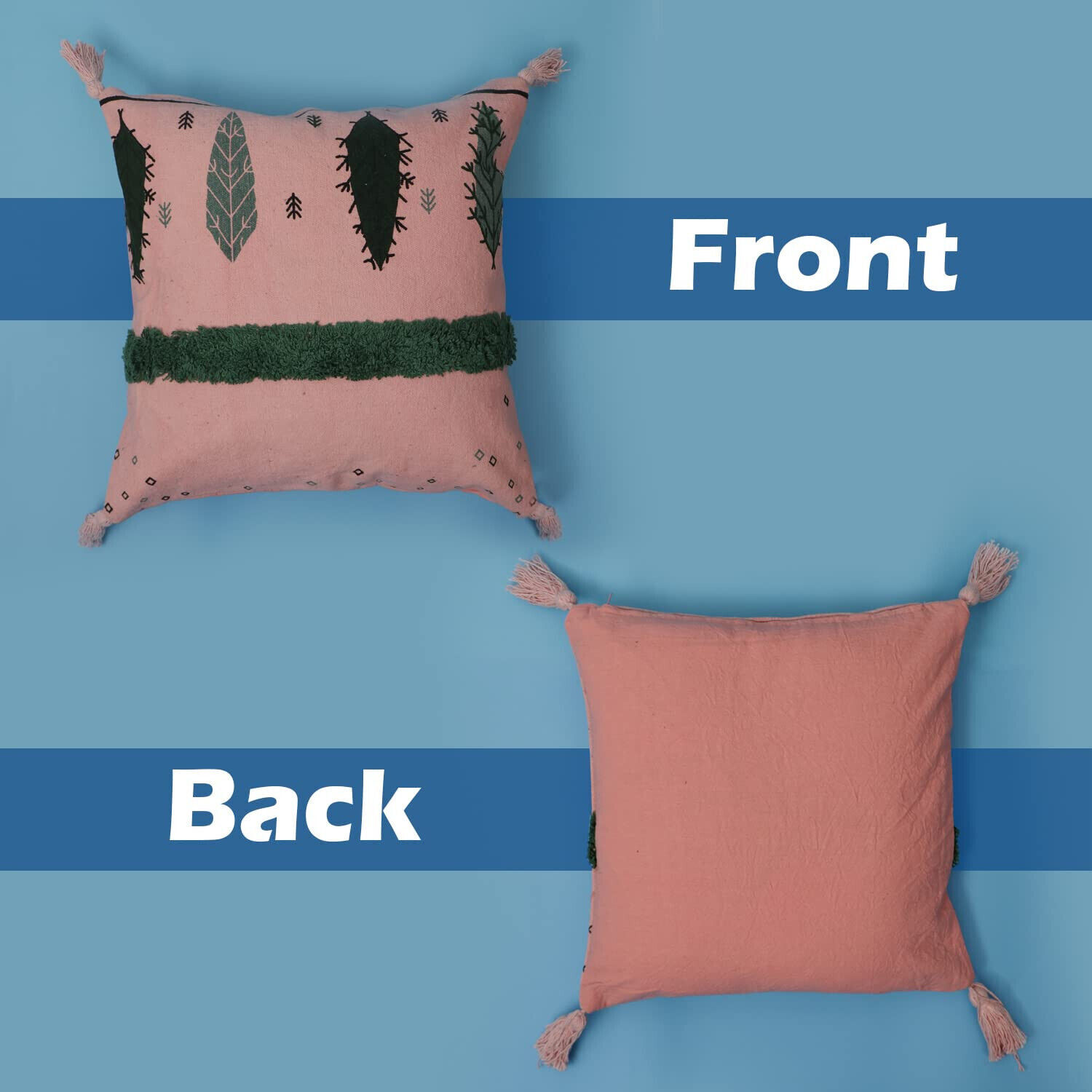 Cotton Canvas Small Cushion Cover 16 inch X 16 inch Printed Pink Pack ...