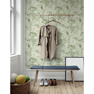 Herbal French Home wall mural green botanical wall decor wallpaper | eBay