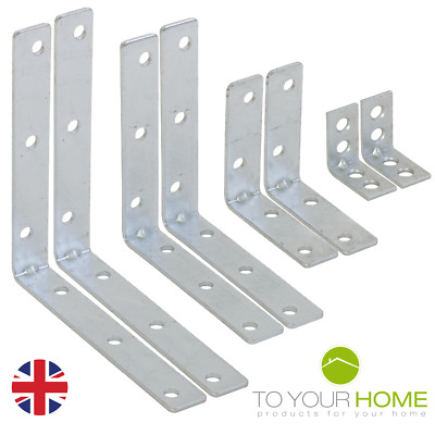 Metal Corner L Brackets Wood Braces Galvanised Reinforced Steel 20mm to ...