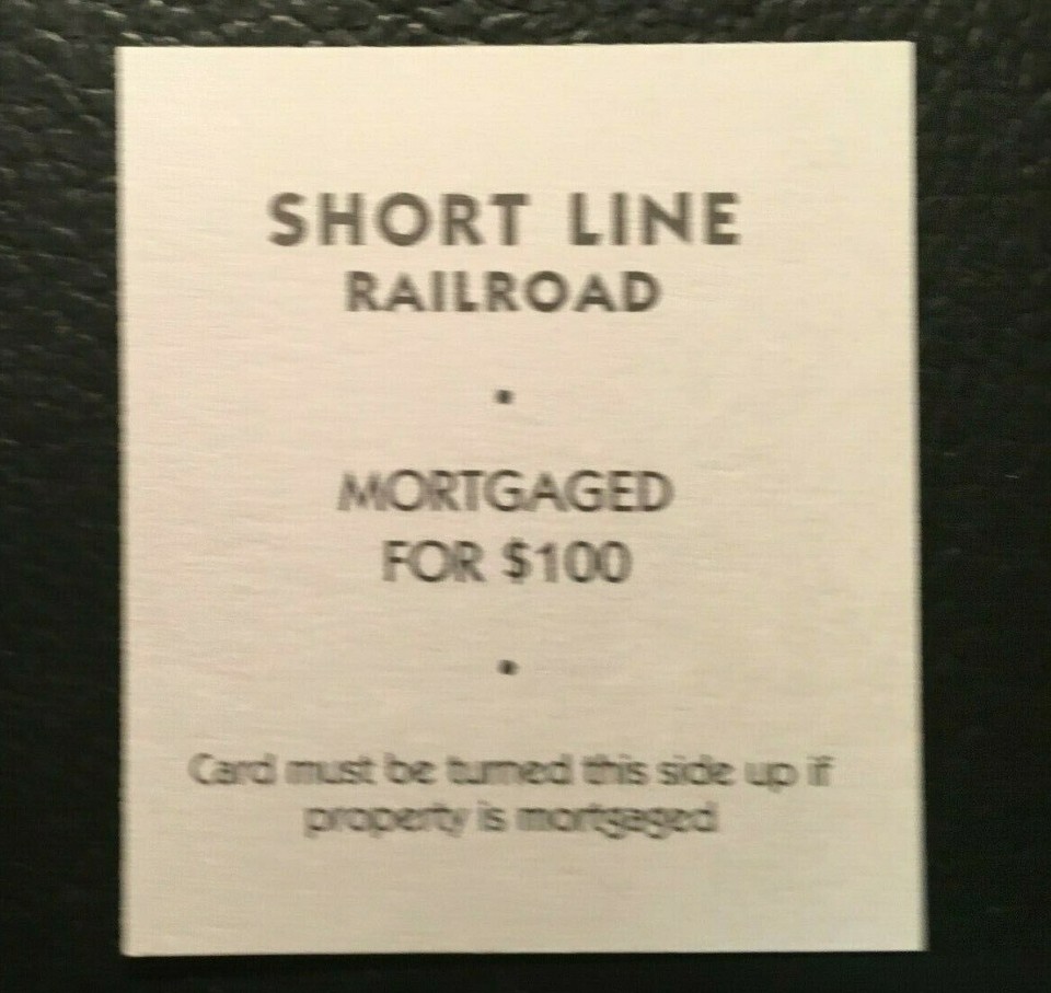 Monopoly SHORT LINE R.R. Title Deed Card Replacement Game Piece / Part ...