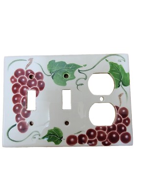 Ceramic Light Switch & Outlet Cover.CV Reeve Tile USA Grapes Triple ...