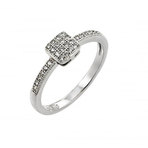Sterling Silver Ladies Micro Pave CZ Stones Square Ring | eBay