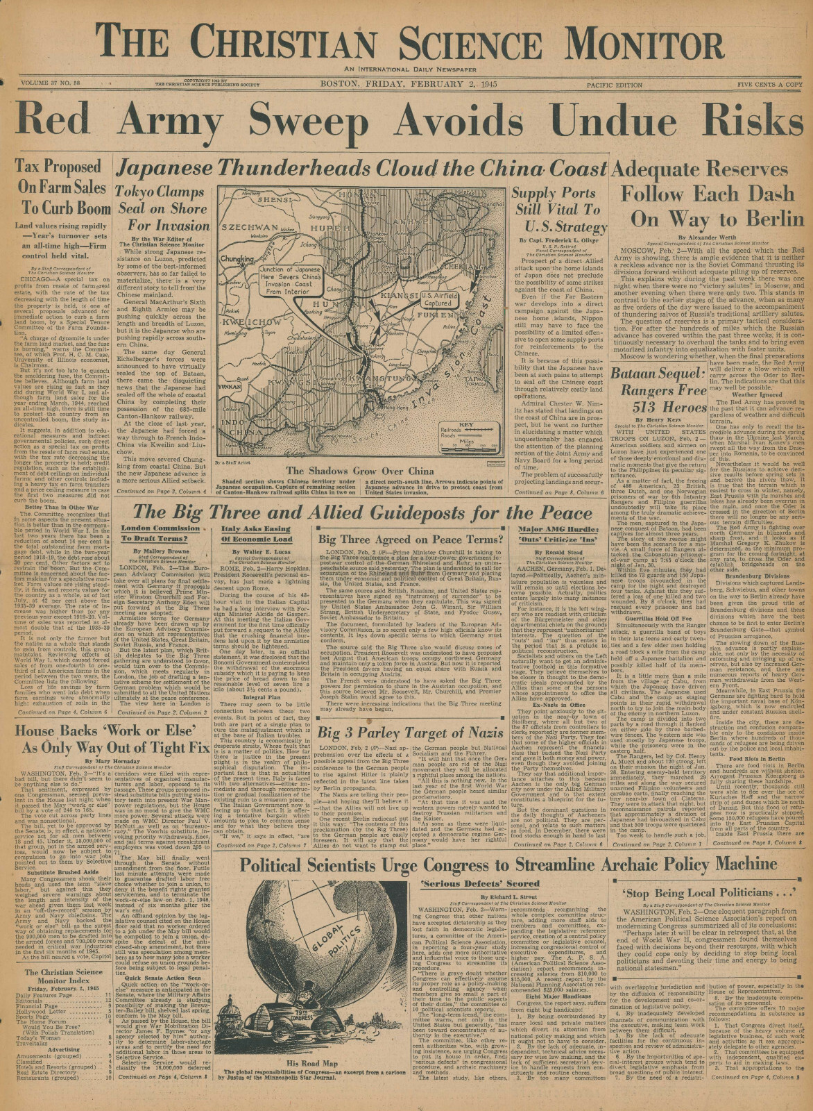 February 2, 1945 WWII Original Birthday Int. Newspaper - RED ARMY MOVE ...