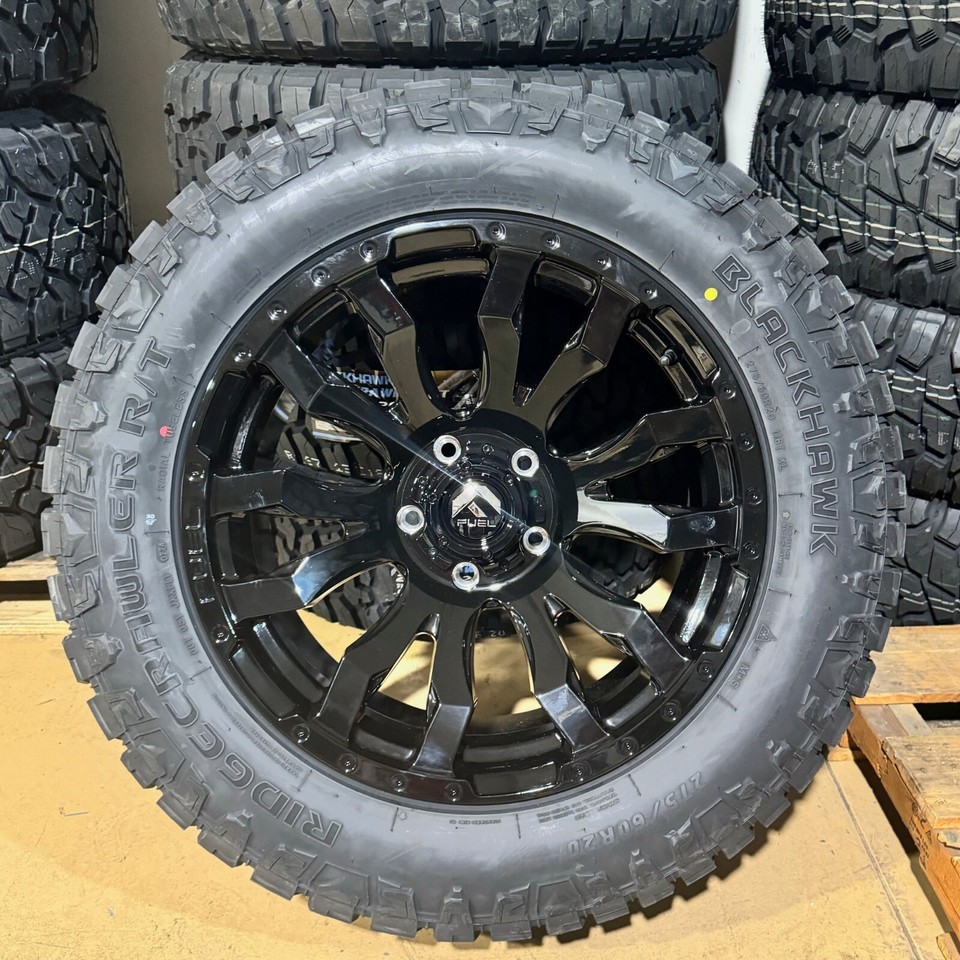 20x9 Fuel D675 Blitz Black Wheels Rims 33" AT Tires 5x150 Toyota Tundra ...