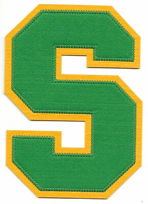 6" inch Tall Green Yellow Block Letterman's Letter S Felt Patch | eBay