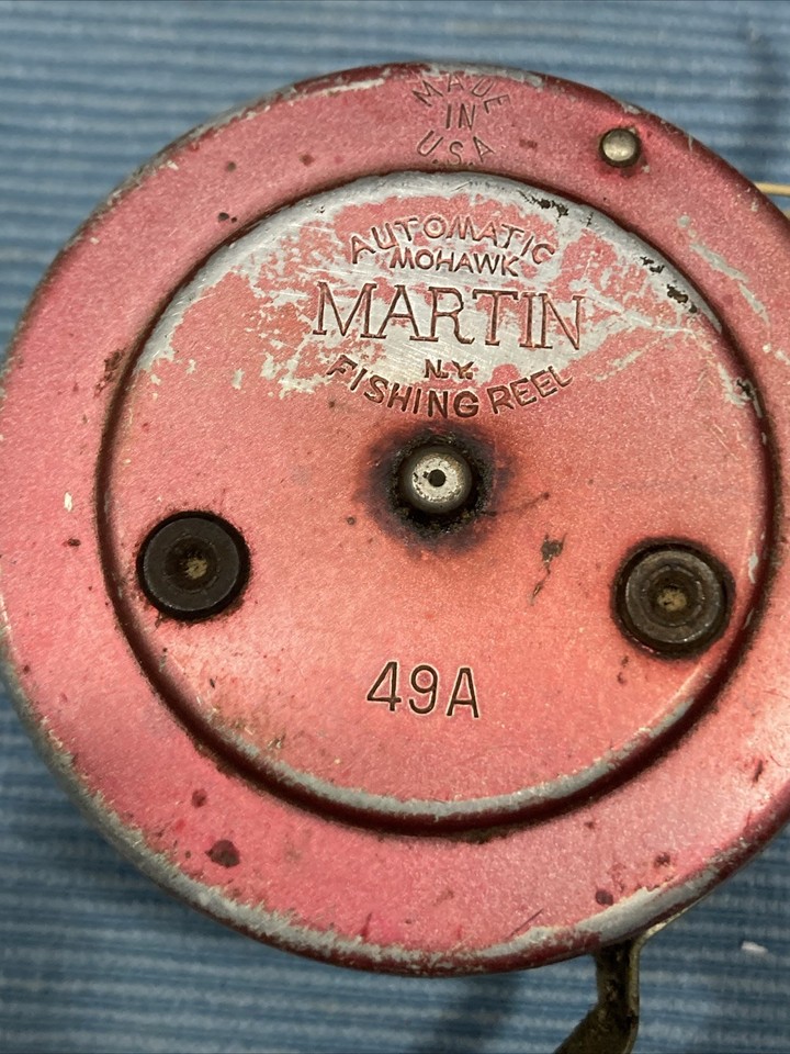VINTAGE Red Martin Reel 49A Automatic Mohawk Fly Fishing Reel With Line ...