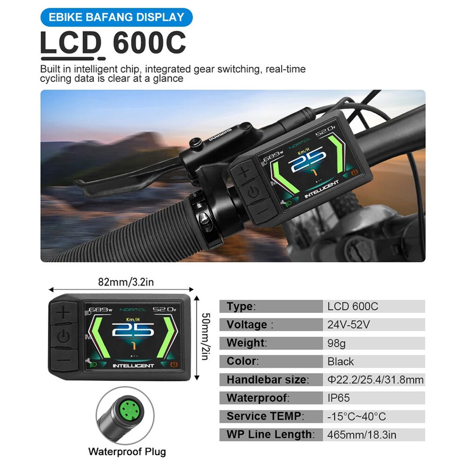 Electric Bike LCD Display 24V-72V for BAFANG Mid Drive Motor BBS02B ...