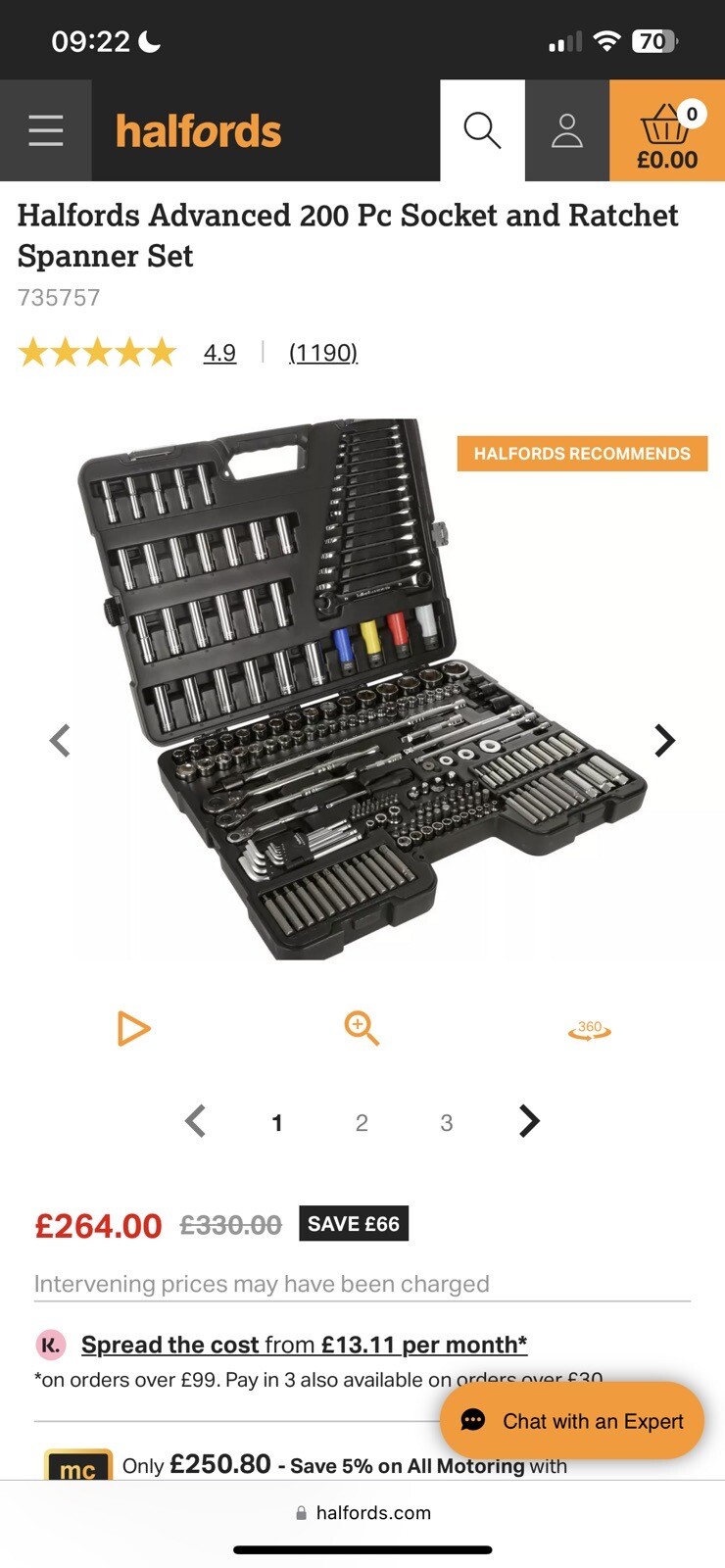 Halfords Advanced Socket and Ratchet Spanner Set 200 Pc (735757 ...
