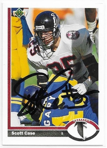 SCOTT CASE Autographed Signed 1991 Upper Deck Football card #38 Atlanta ...