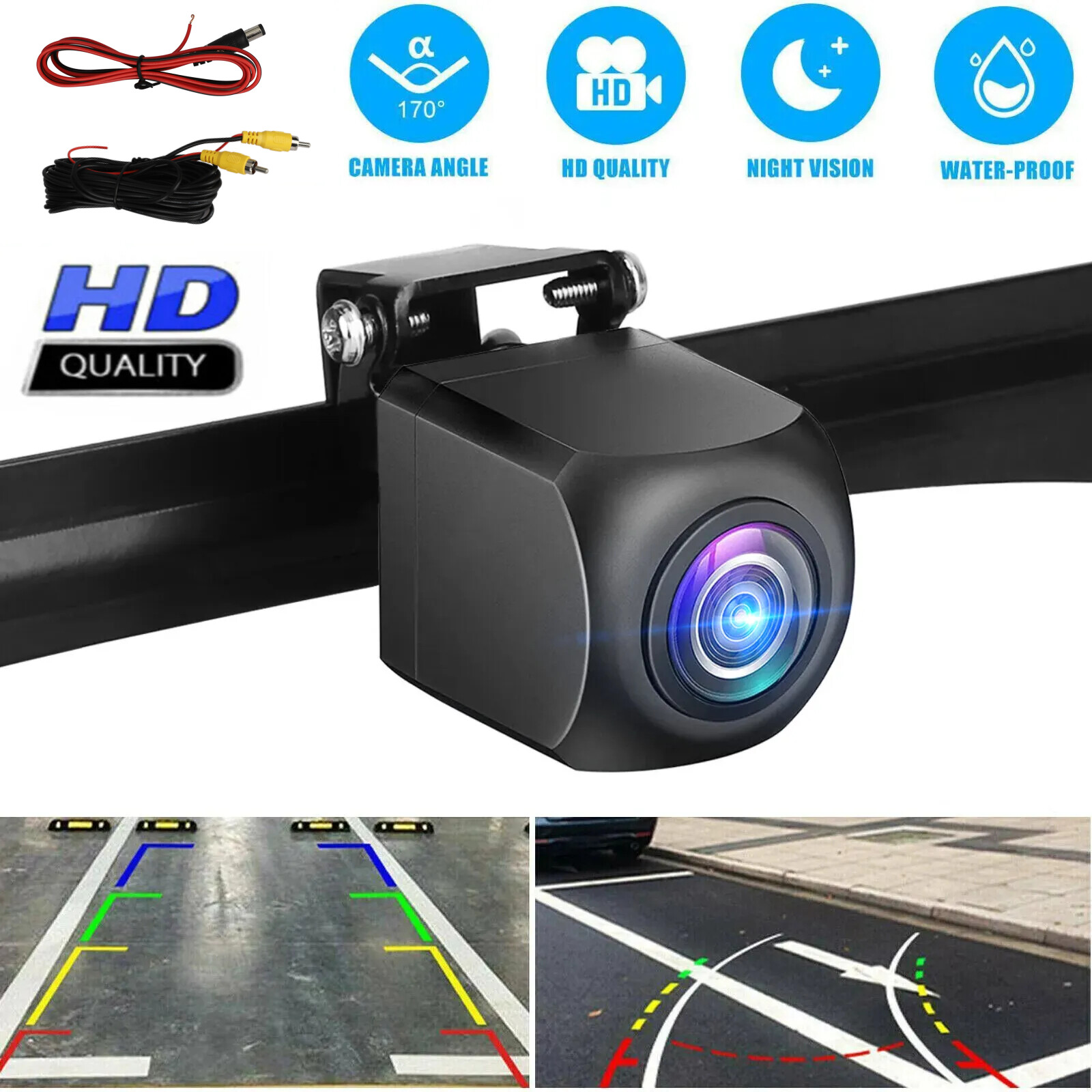 170° Car Rear View Backup Reverse Camera Night Vision Waterproof ...