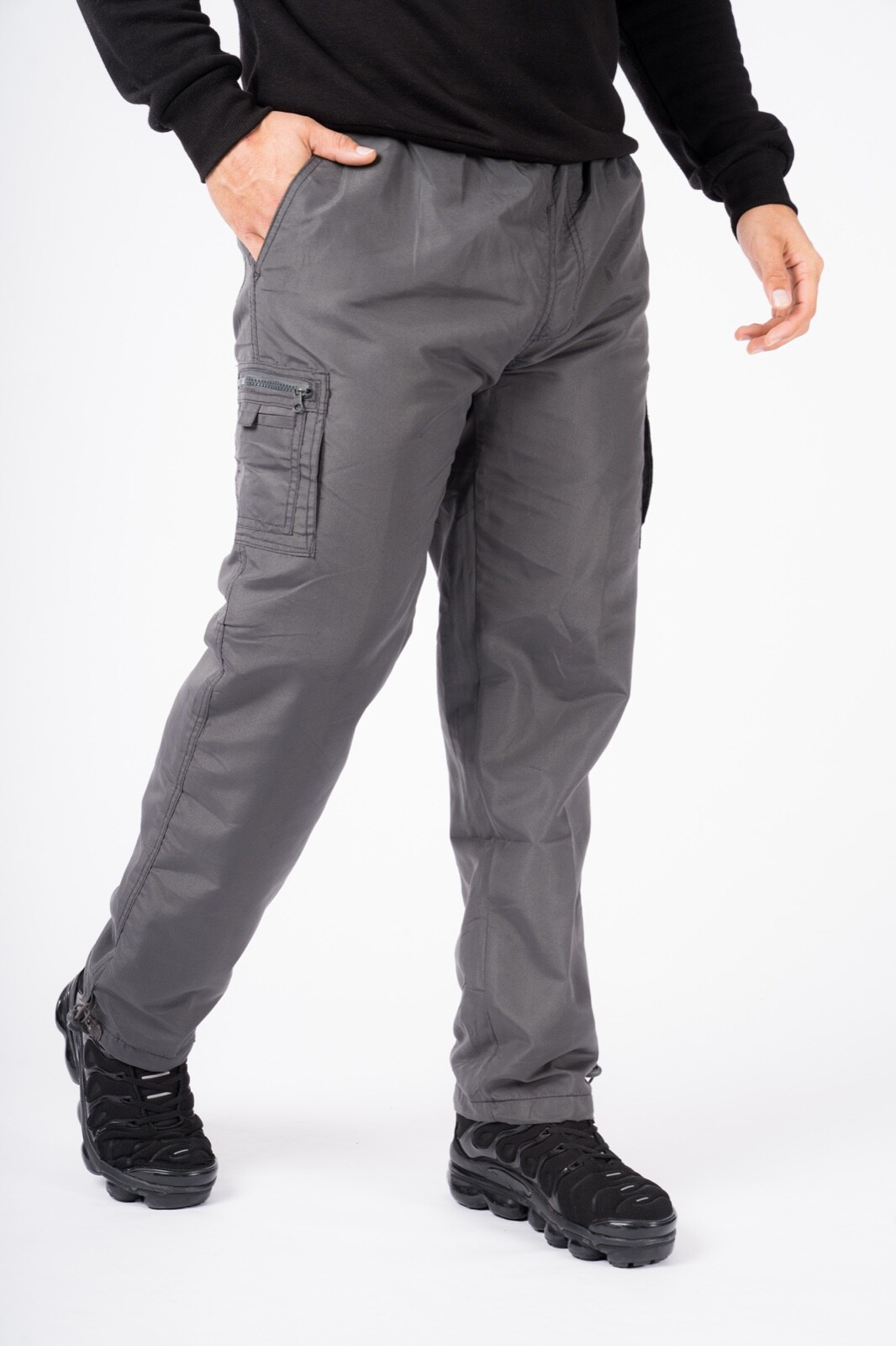 Mens Fleece Lined Thermal Cargo Trousers Pants Elasticated Combat ...
