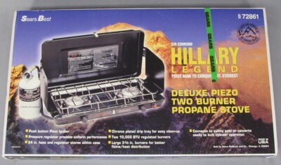 Vintage Sears Hillary Deluxe Two Burner Propane Stove 72861 USA NOS | eBay