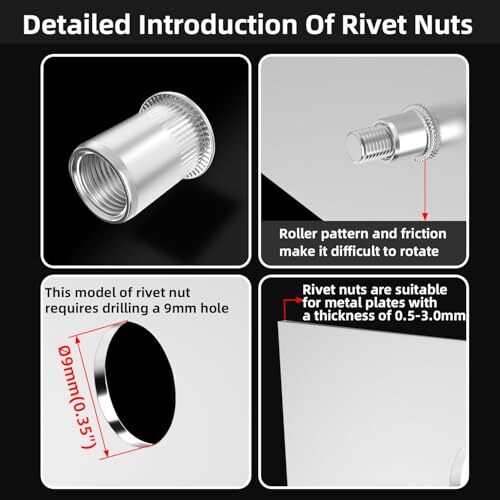 50Pcs Rivet Nut M6x15 Silver Flat Head Embedded Metal Sheet Shell ...