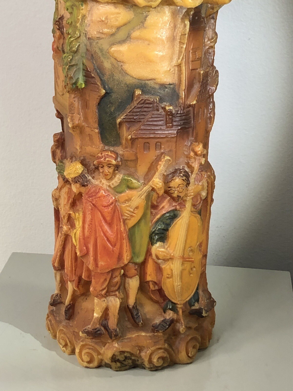 Vintage German Johann Gunter Carved Candle Music Festival Scene 10 3/4 ...
