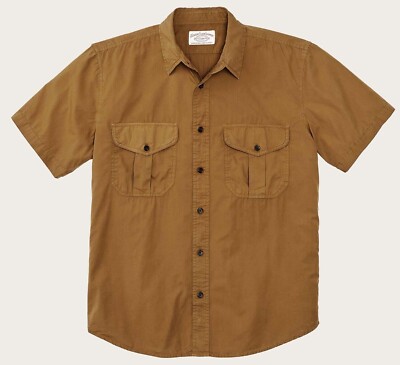 Filson Washed Short Sleeve Feather Cloth Shirt 20189134 Gold Ochre Dark ...
