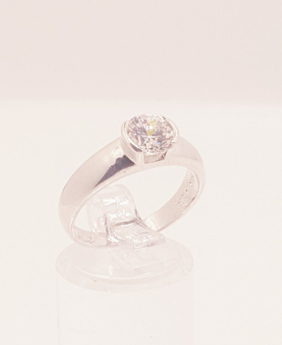 Gorgeous Sparkling White Stone Band Ring 925 Solid Silver Size P~P1/2 ...