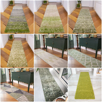 Green Hallway Runner Rugs | Long Hall Runners | Sage Fern Trellis ...