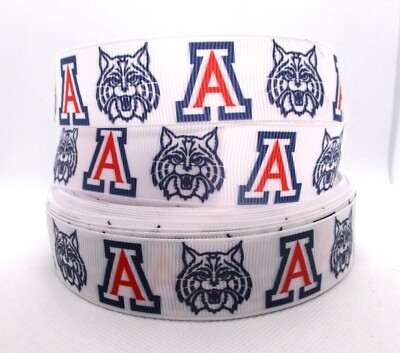 Arizona University Wildcats on 1" Grosgrain Ribbon~ YOUR CHOICE 5 or 10 ...