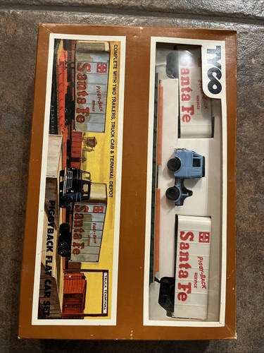 Vintage Tyco HO Scale Santa Fe Piggyback Flat Car Set Item#348:500 Blue ...