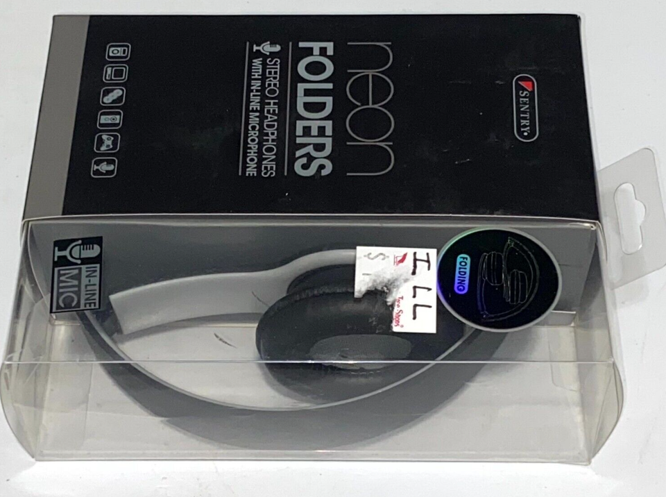 Sentry Neon Folding Headphones With In-Line Microphones Travel Gray ...