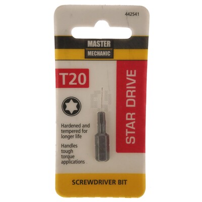 Master Mechanic 442541 T20 TORX Star Drive Screwdriver Bit, 1" Length ...