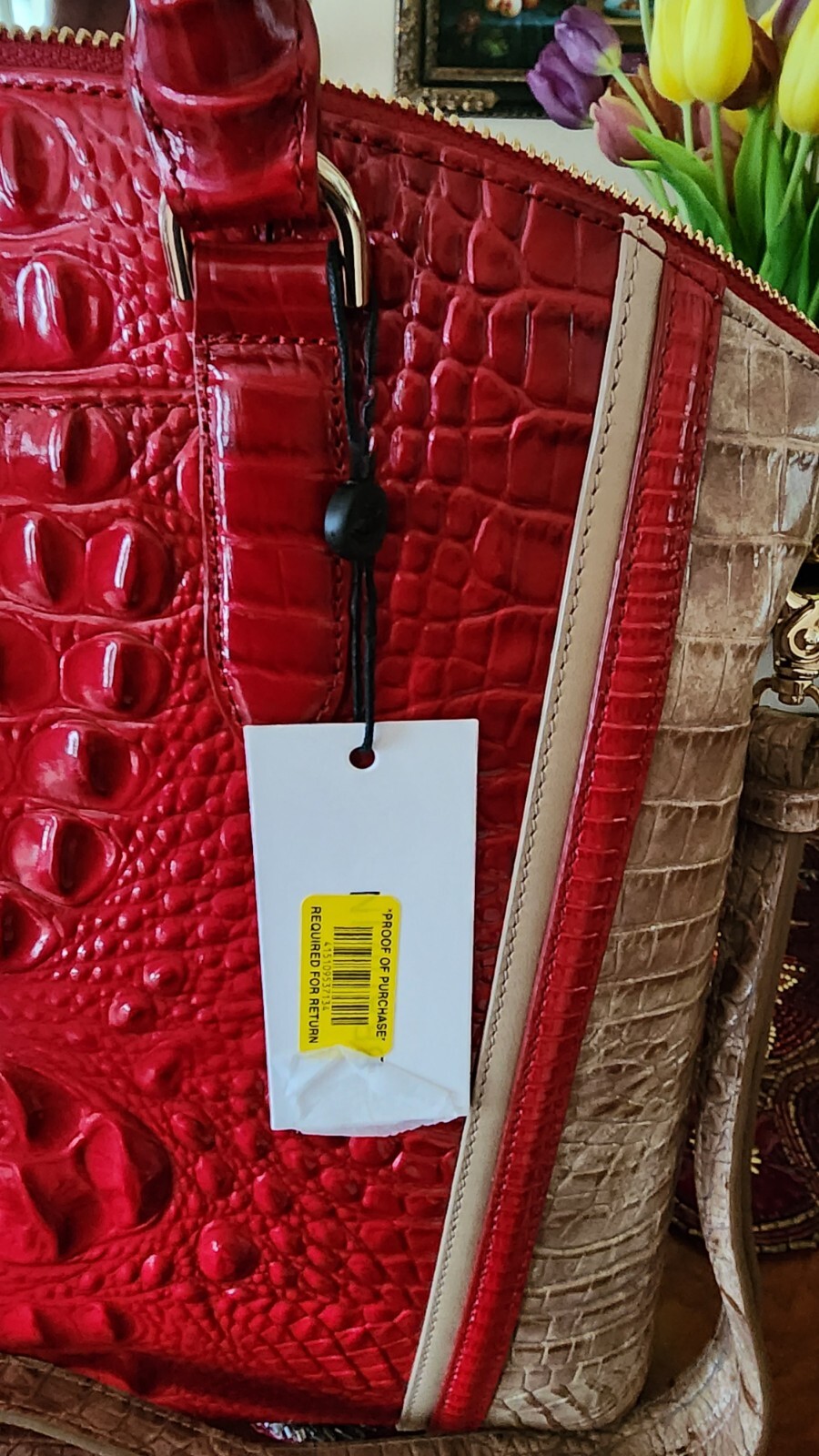 Brahmin Duxbury Large Ember Red Fuego Melbourne Satchel Bin for sale ...