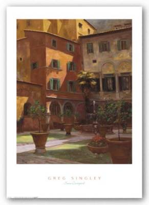Siena Courtyard Greg Singley Art Print 28x23 | eBay