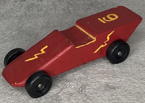 Pinewood Derby Car #9 Red With Yellow Lightning Bolt | eBay