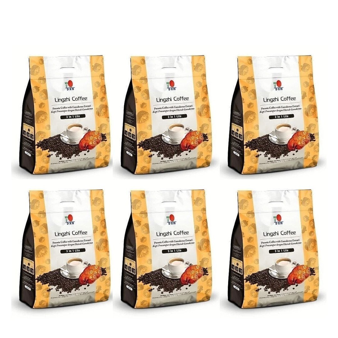 6 Packs DXN 3 in 1 Lingzhi Coffee Lite - 20 Sachets/Pack , Smooth ...