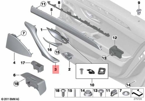 Genuine BMW 5 Series F10 Rear Door Panel Trim Closing Handle Left ...