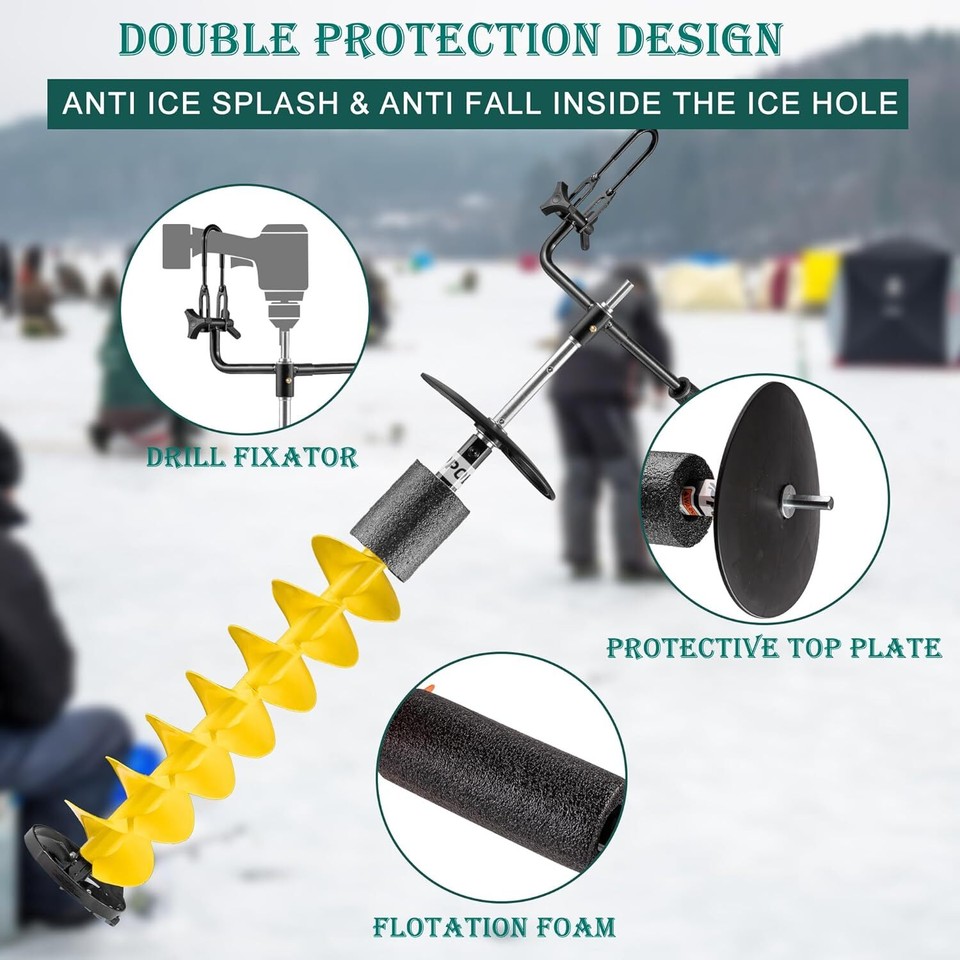 Universal Ice Fishing Auger 40'' Cordless Ice Augers with Plate,18 ...