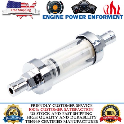 3/8INCH UNIVERSAL CLEARVIEW GLASS INLINE FUEL FILTER IN & OUT GAS ...